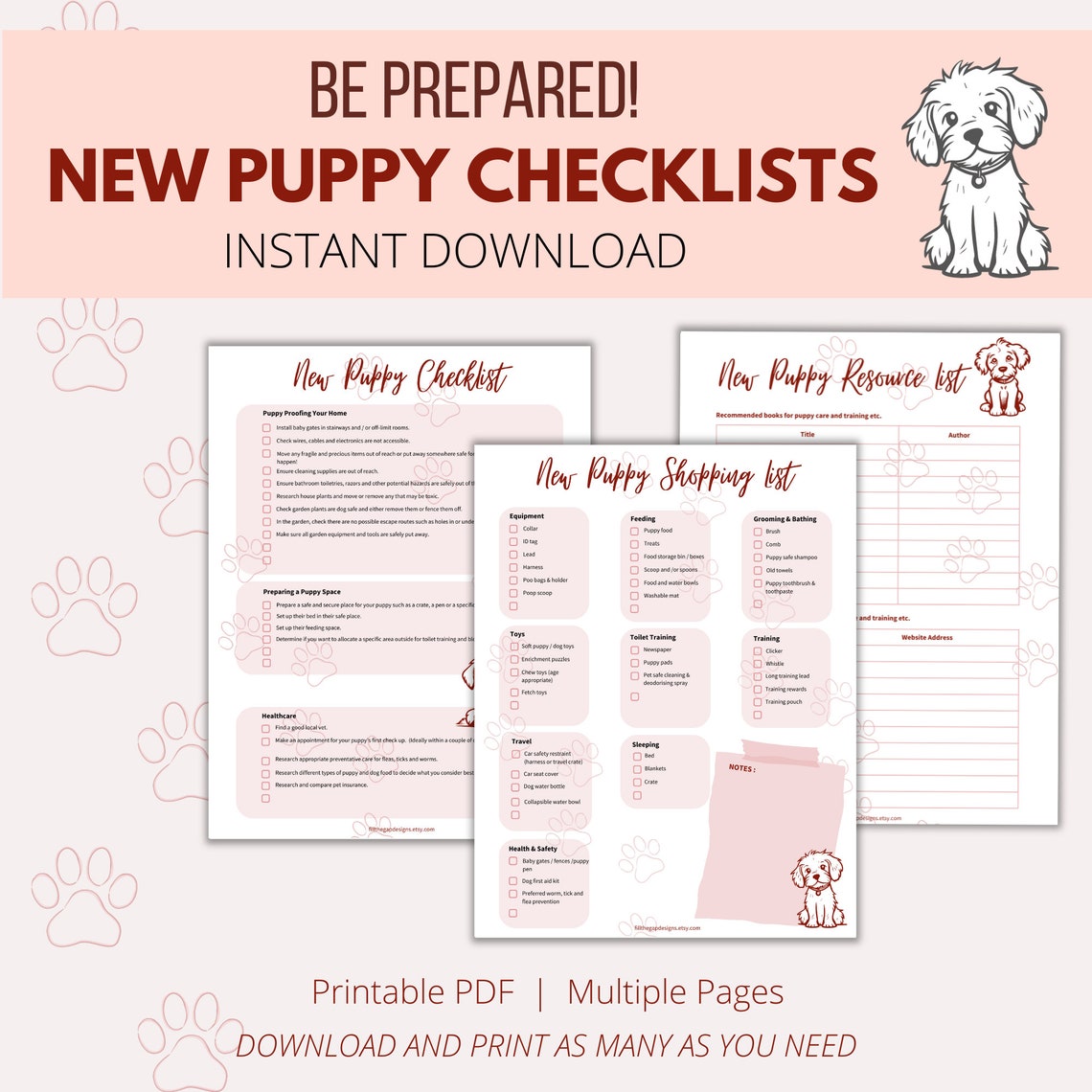 New Puppy Checklist | Shopping List, Resource List (PDF) - Etsy