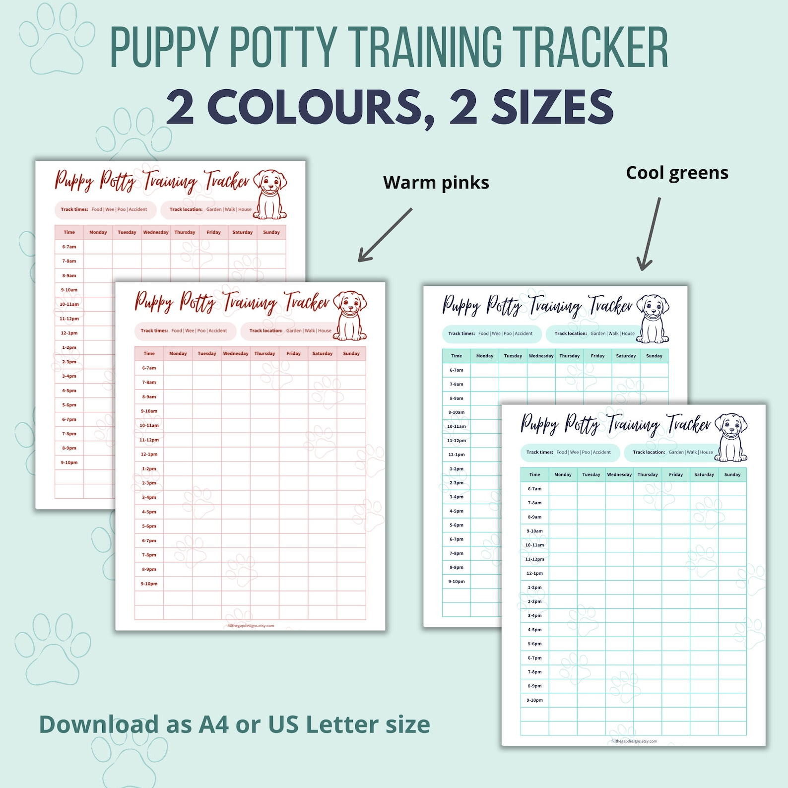 Puppy Potty Training Tracker | Puppy Potty Training Chart | Puppy Potty ...