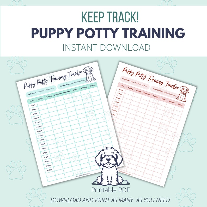 Puppy Potty Training Tracker | Puppy Potty Training Chart | Puppy Potty ...
