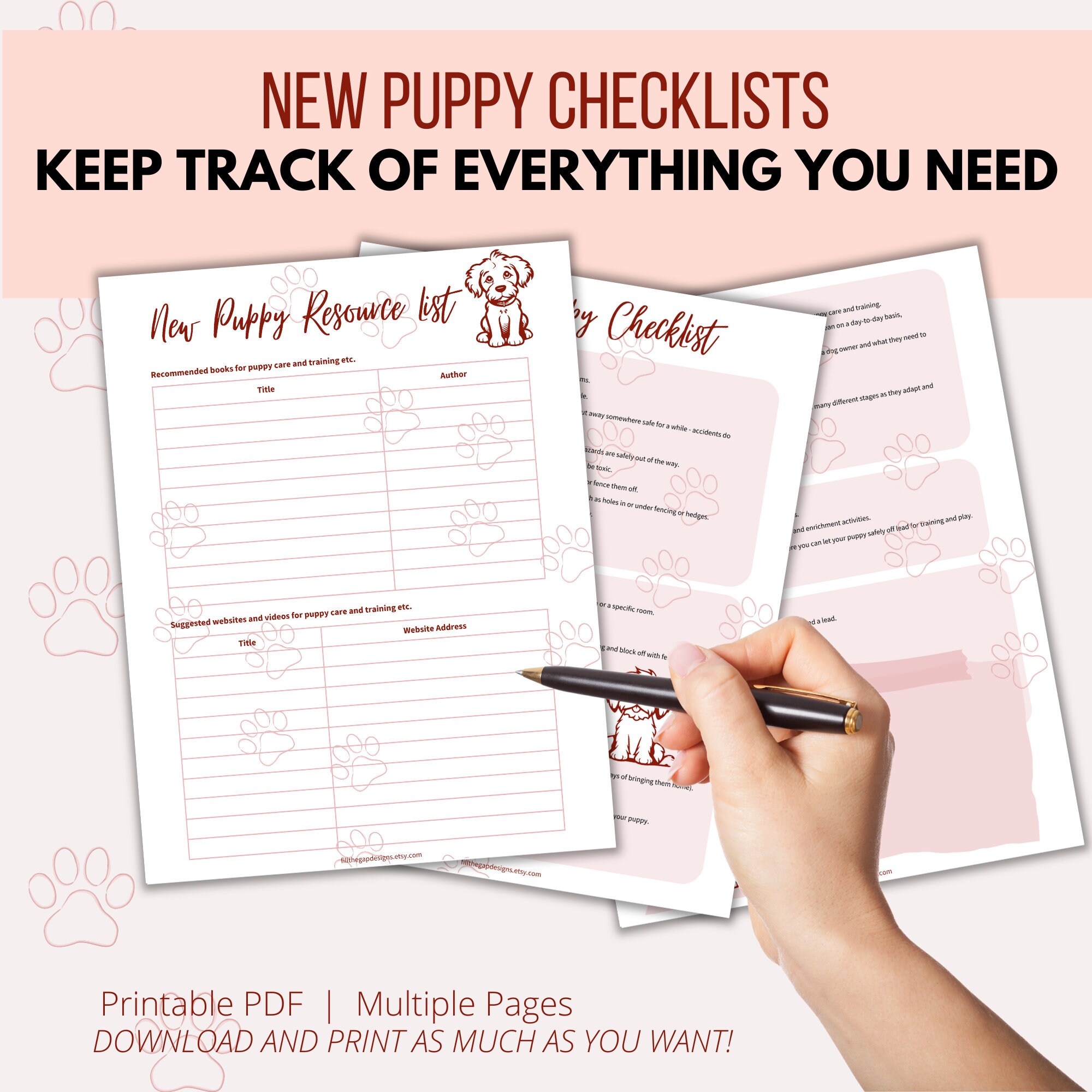 New Puppy Checklist | Shopping List, Resource List (PDF) - Etsy