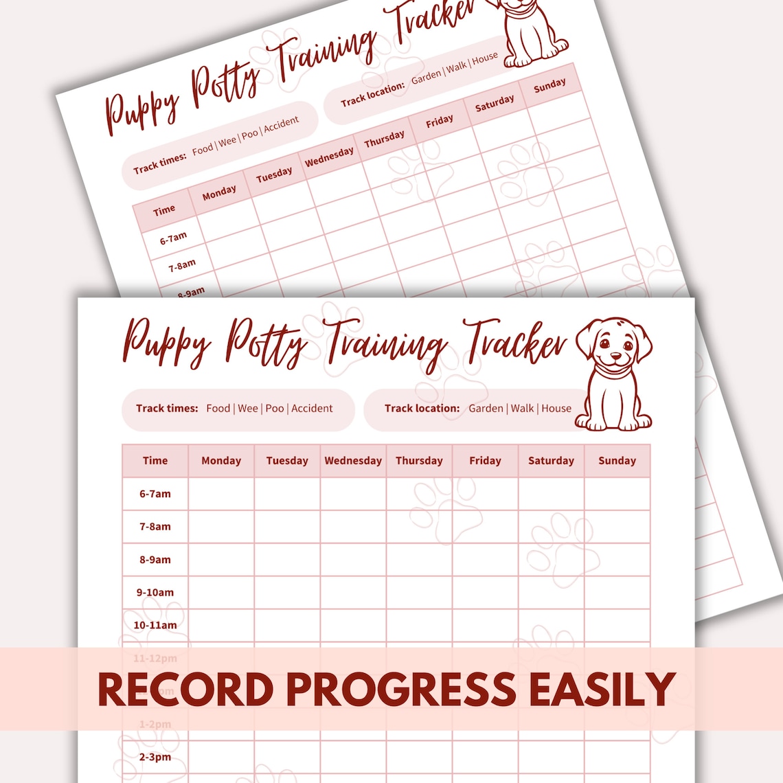 Puppy Potty Training Tracker | Puppy Potty Training Chart | Puppy Potty ...