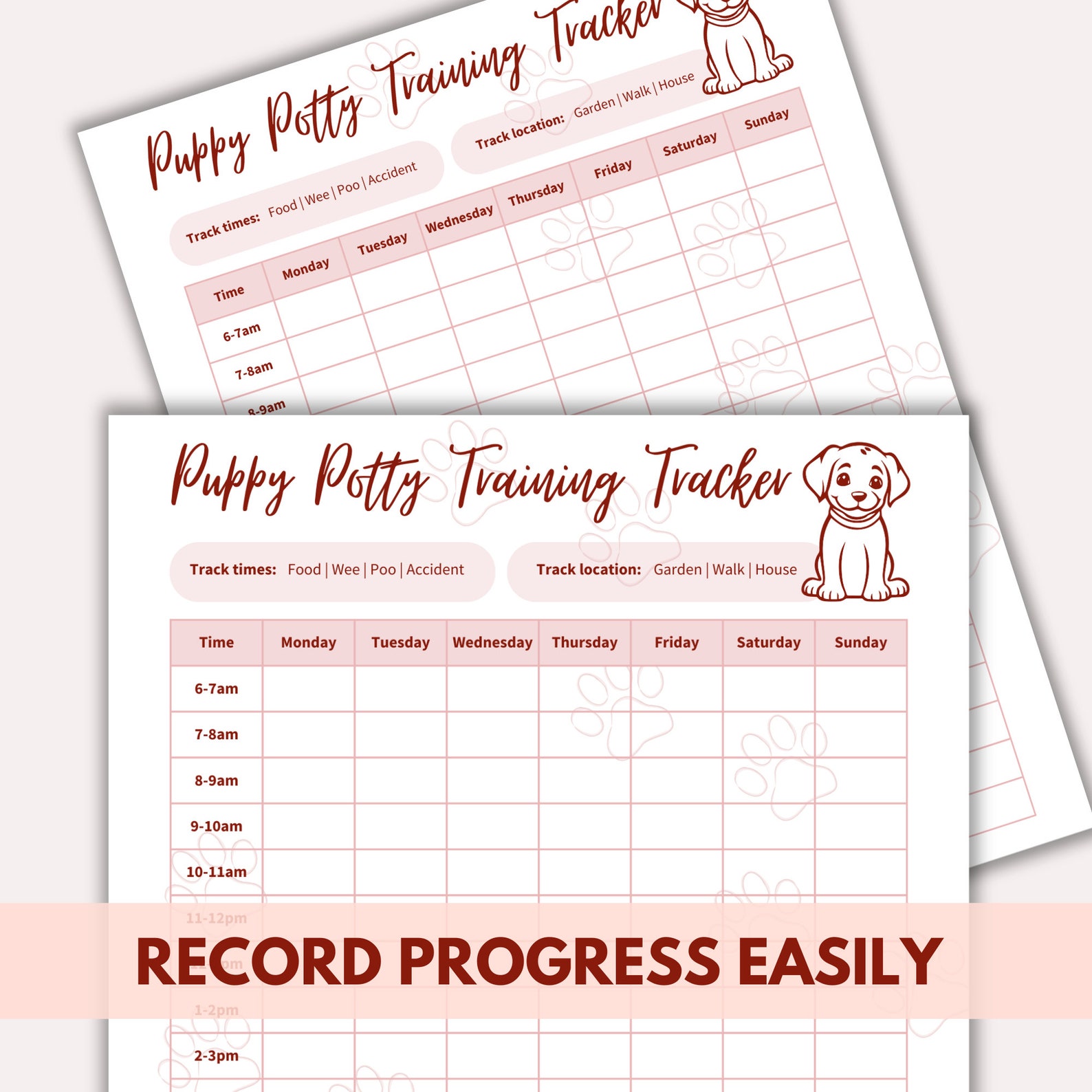 Puppy Potty Training Tracker | Puppy Potty Training Chart | Puppy Potty ...