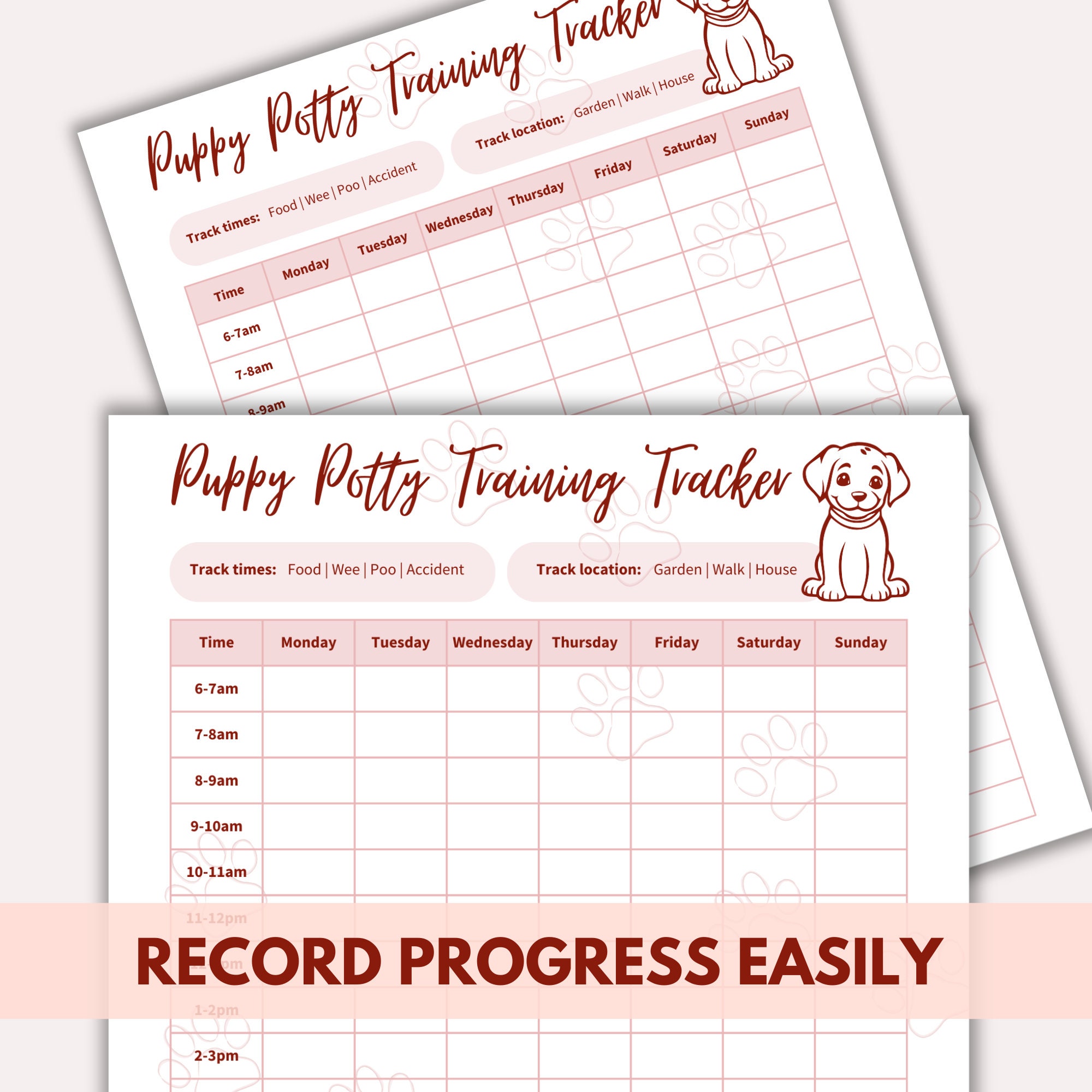 Puppy Potty Training Tracker | Puppy Potty Training Chart | Puppy Potty ...