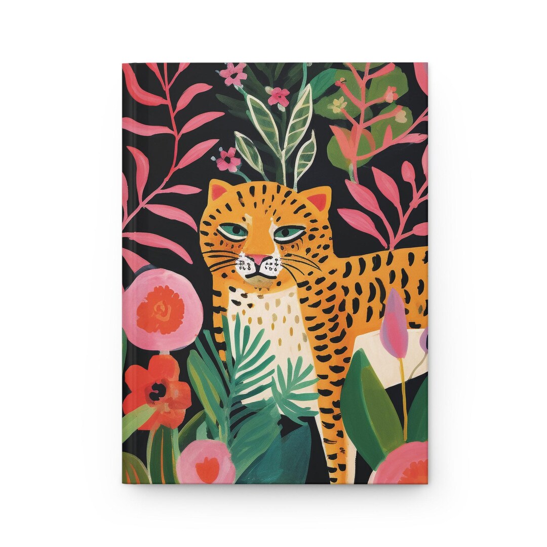Cheetah Lined Journal: Whimsical Jungle Floral Hardcover Notebook - Etsy