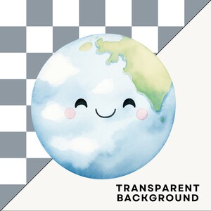 Cute Solar System Planets Space Cliparts, Pastel Watercolor PNG, Kawaii ...