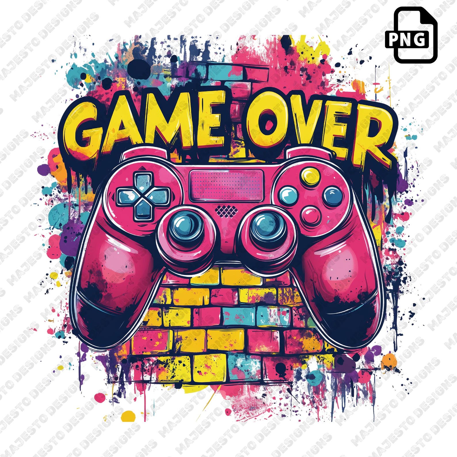 Game Over Graffiti Gaming PNG, Video Game Sublimation Design, Gamer ...