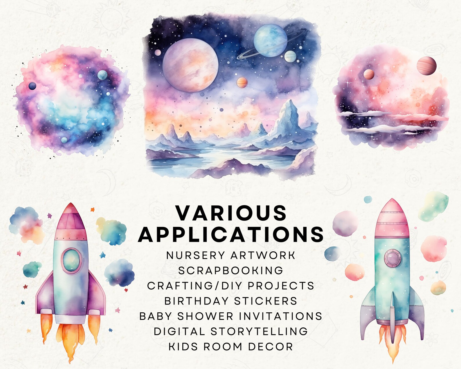 Space Kids Galaxy Clipart Bundle, Astronaut Nursery Clipart, Baby ...