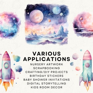 Space Kids Galaxy Clipart Bundle, Astronaut Nursery Clipart, Baby ...