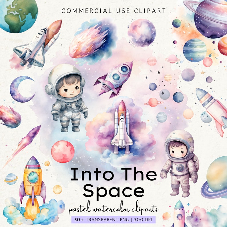 Space Kids Galaxy Clipart Bundle, Astronaut Nursery Clipart, Baby ...