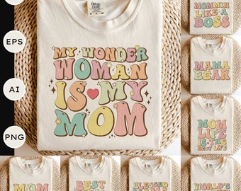 Mommin Like a Boss SVG, Groovy Retro Mom PNG, Floral Mothers Day PNG ...