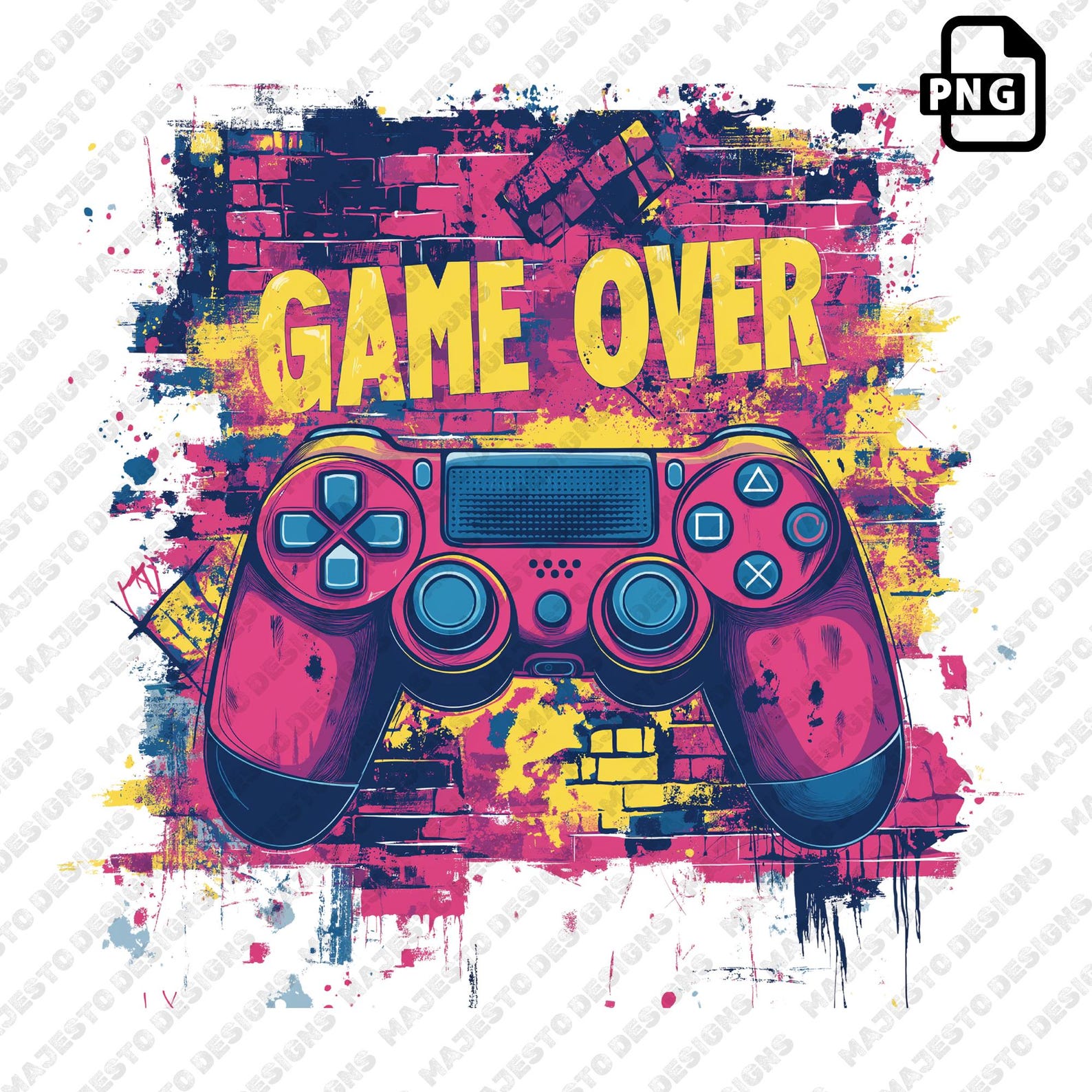 Game Over PNG, Graffiti Gaming Sublimation Design, Digital Gamer Shirt ...