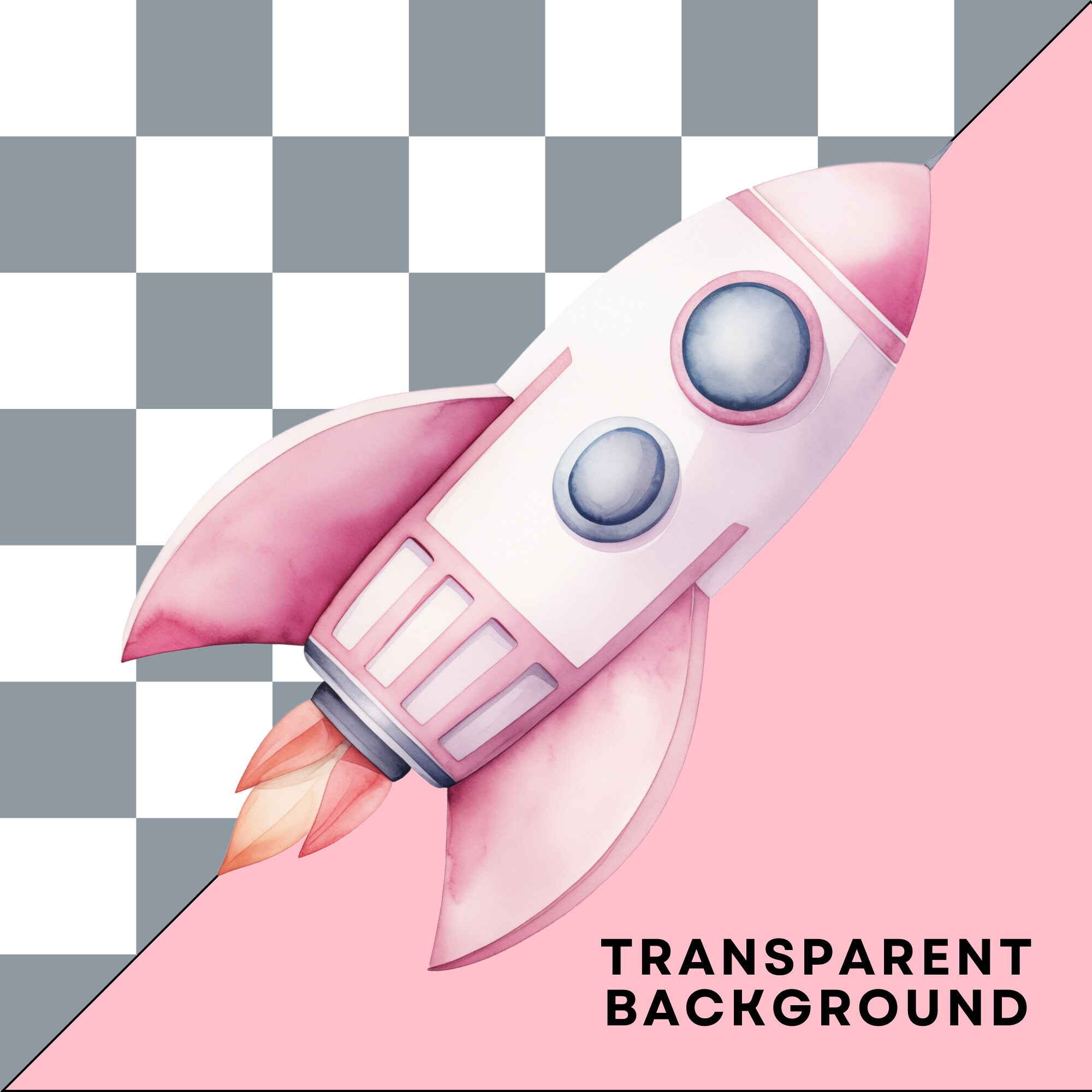 Cute Pink Watercolor Space Clipart Bundle, Pastel Girl Astronaut ...