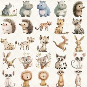 Jungle Safari Animals Clipart Bundle, Cute Safari Animals, Baby Shower ...