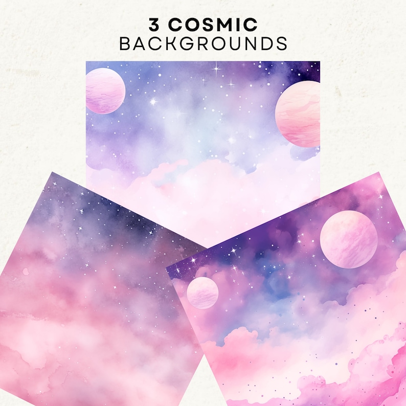Cute Pink Watercolor Space Clipart Bundle, Pastel Girl Astronaut ...