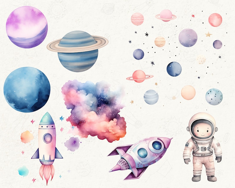 Space Kids Galaxy Clipart Bundle, Astronaut Nursery Clipart, Baby ...