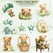 Cute Green Teddy Bear Clipart, Watercolor Teddy Bear PNG, Hot Air ...