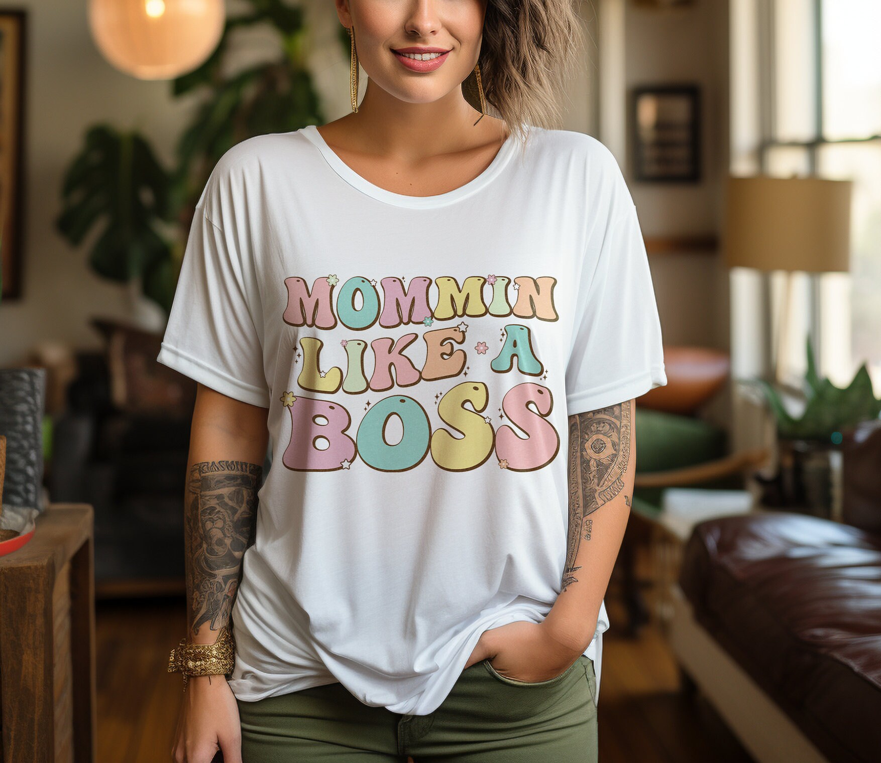 Mommin Like a Boss SVG, Groovy Retro Mom PNG, Floral Mothers Day PNG ...