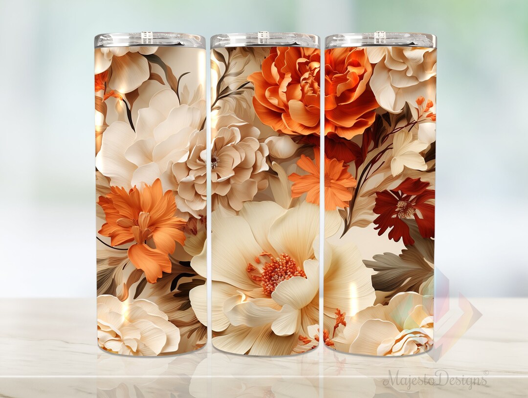 3d Floral Tumbler Wrap Sublimation Flower Theme Designs - Etsy
