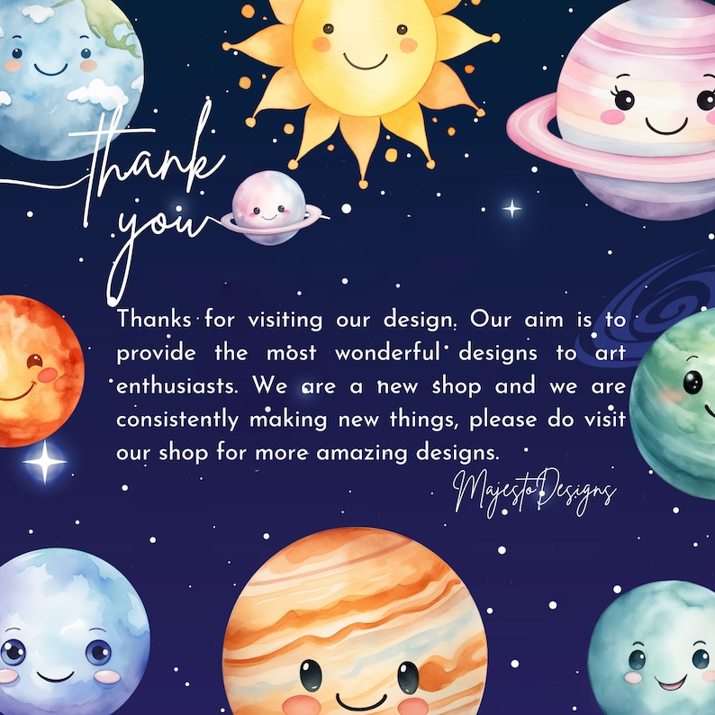 Cute Solar System Planets Space Cliparts, Pastel Watercolor PNG, Kawaii ...