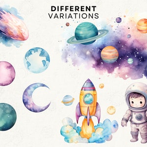 Space Kids Galaxy Clipart Bundle, Astronaut Nursery Clipart, Baby ...