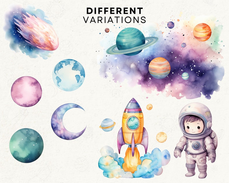 Space Kids Galaxy Clipart Bundle, Astronaut Nursery Clipart, Baby ...