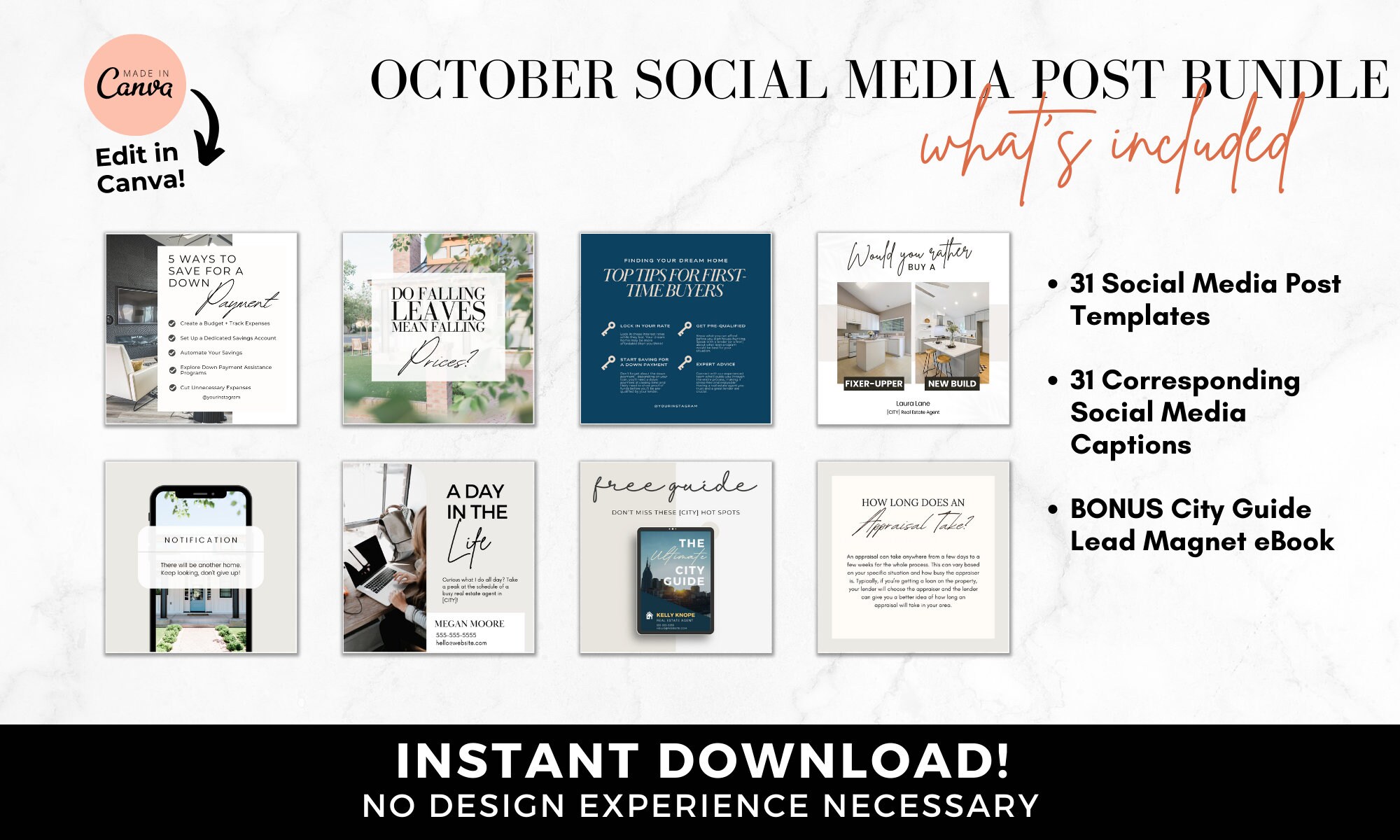 31 October Real Estate Social Media Post Templates & Captions Fall Real ...