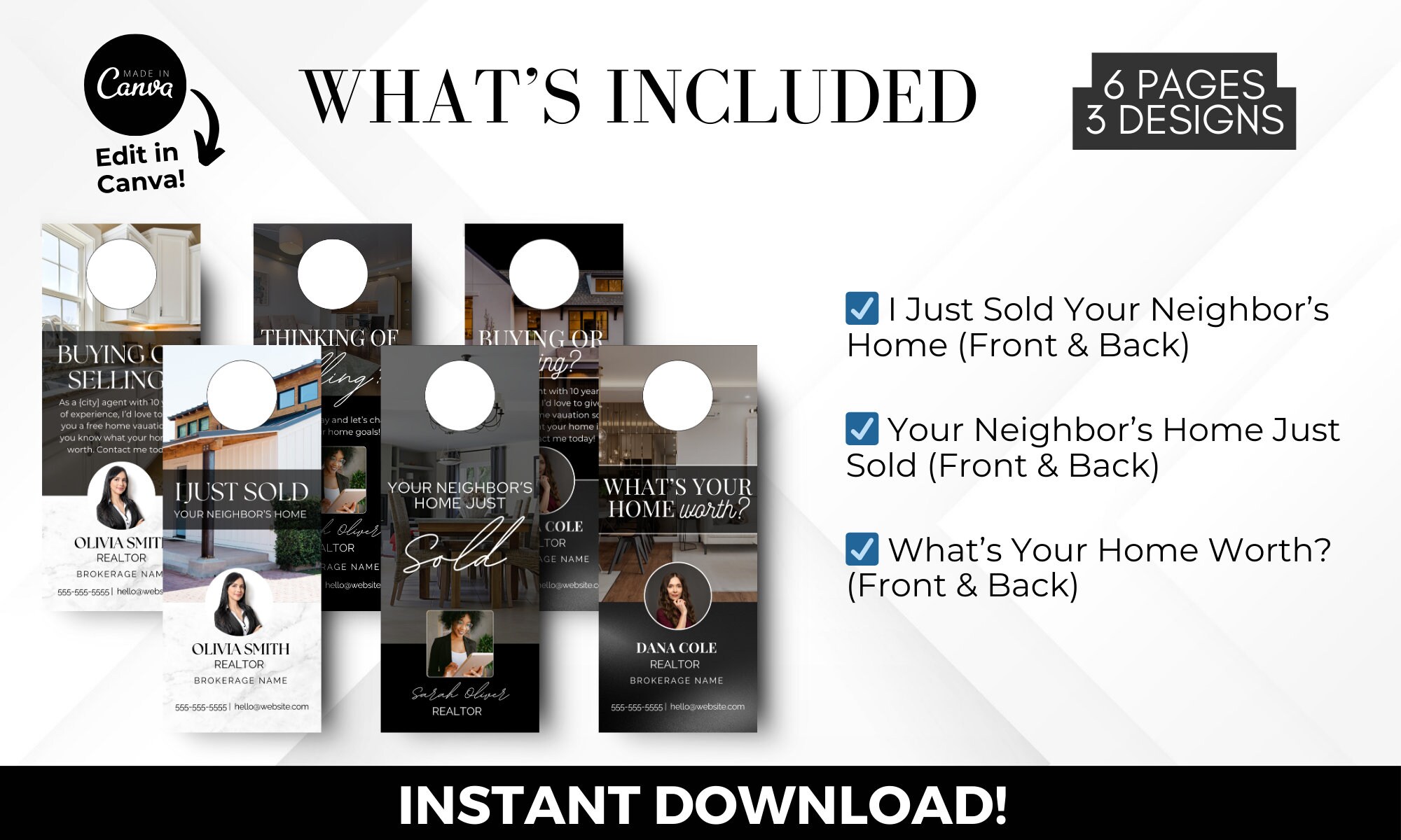 Real Estate Door Hanger Bundle Canva Template, Real Estate Marketing ...