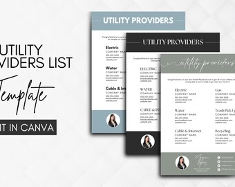 Utility Providers List Flyer, Utility Recommendations, Real Estate ...