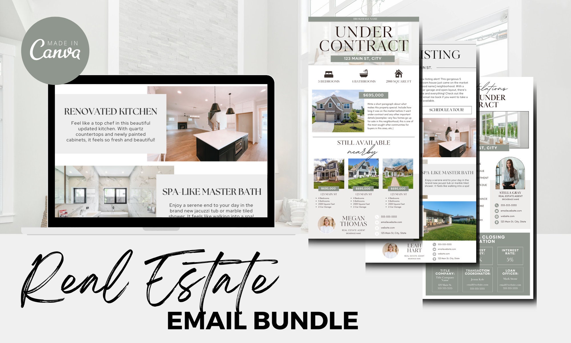 Real Estate Email Templates: Canva Marketing Bundle (digital Download ...