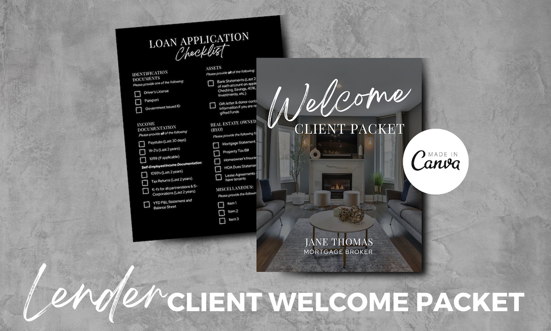 Loan Officer Welcome Packet: Client Guide & Checklist (canva Template ...