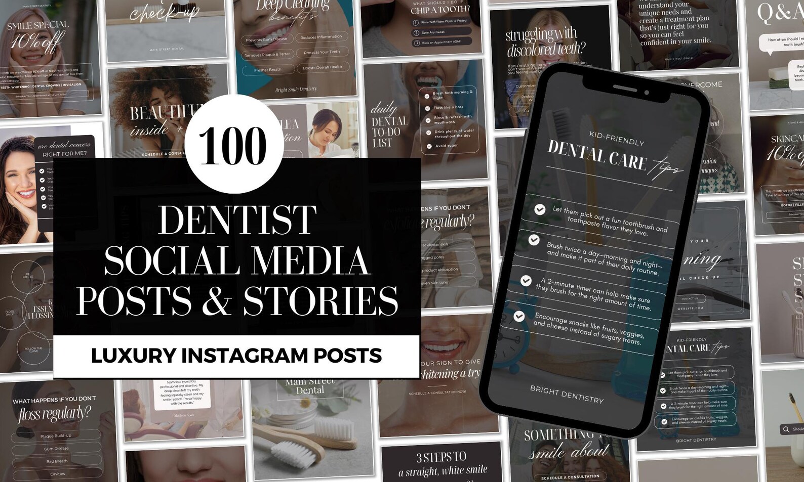 Dental Social Media Templates: Dentist Posts & Captions (canva) - Etsy