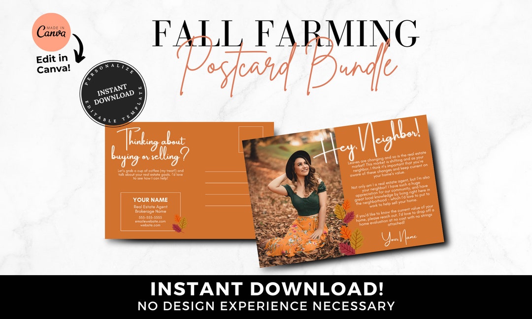 Fall Real Estate Postcard Bundle, Hello Neighbor Postcard, Fall Real ...
