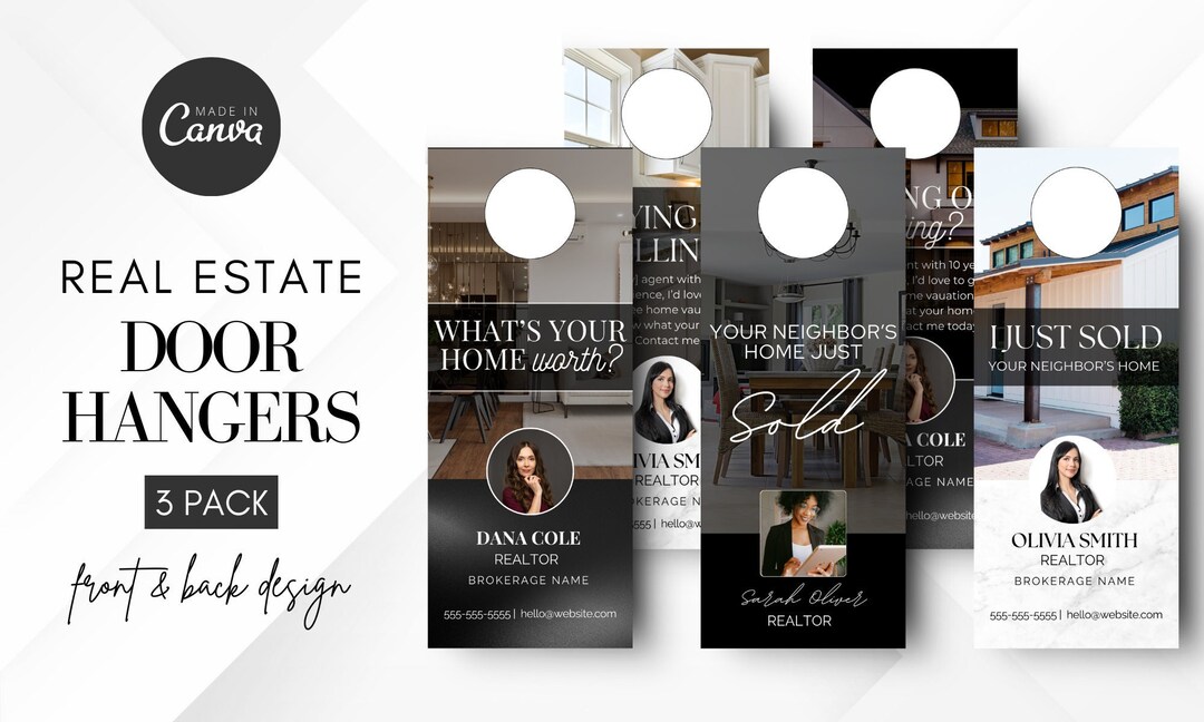 Real Estate Door Hanger Bundle Canva Template, Real Estate Marketing ...