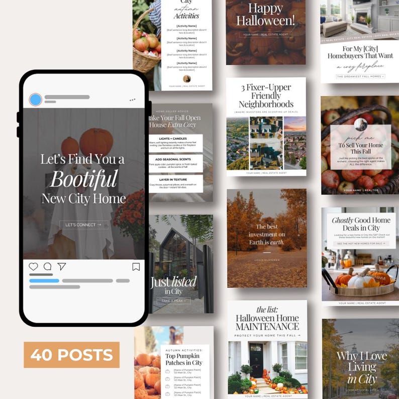 60 Fall Realtor Instagram Posts, Real Estate Social Media Templates ...