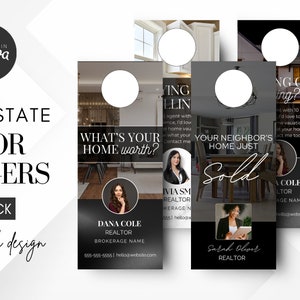 Real Estate Door Hanger Bundle Canva Template, Real Estate Marketing ...