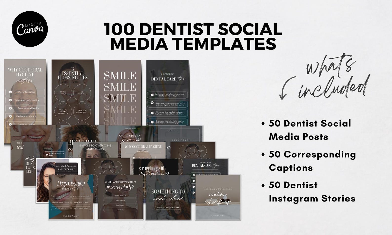 Dental Social Media Templates: Dentist Posts & Captions (canva) - Etsy