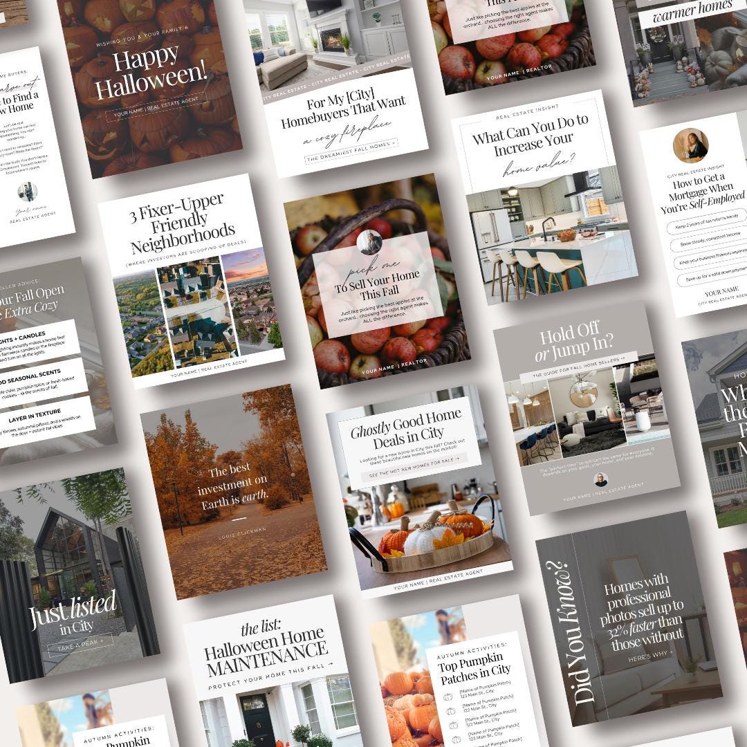 60 Fall Realtor Instagram Posts, Real Estate Social Media Templates ...