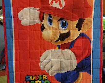 Vintage Super Mario Brothers Pre Quilted Panel to Make A Baby Quilt or ...