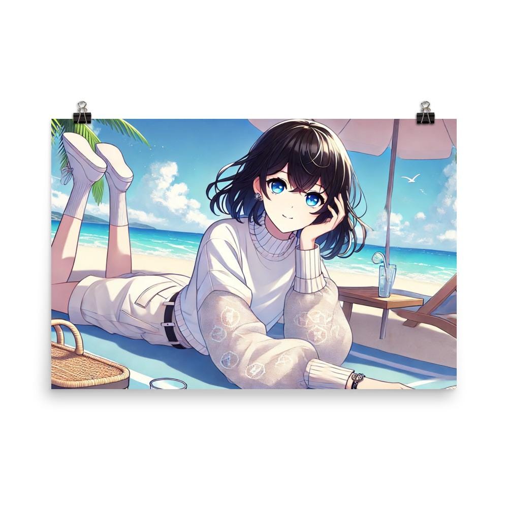 Day at the Beach Anime Inspired Poster - Etsy