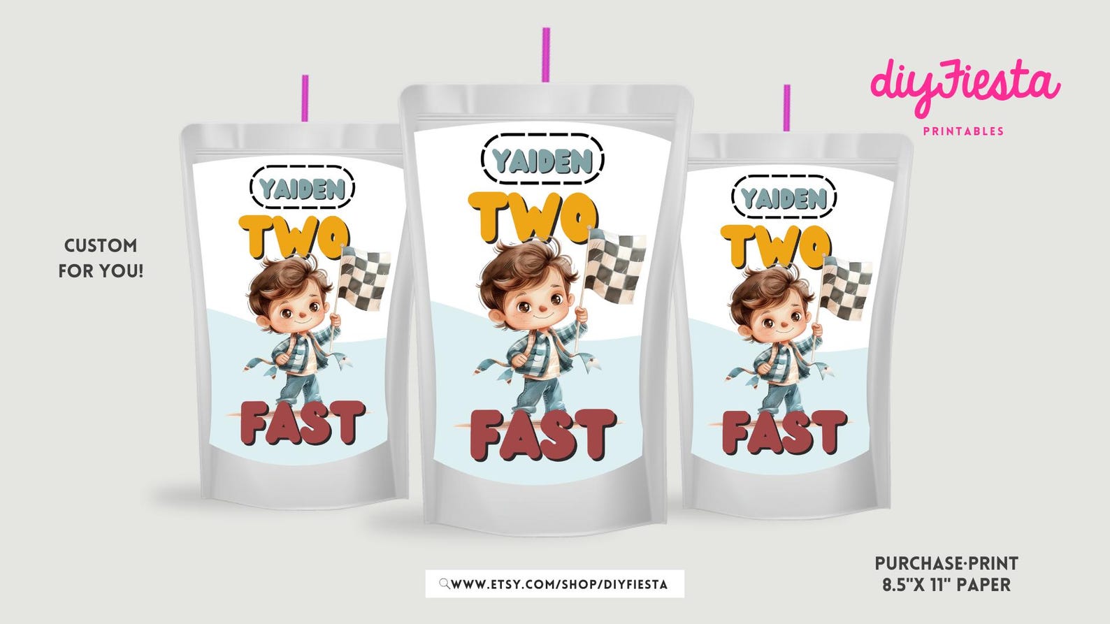 Pit Stop Party Pack – Two Fast Birthday Party Bundle - Custom Printable ...