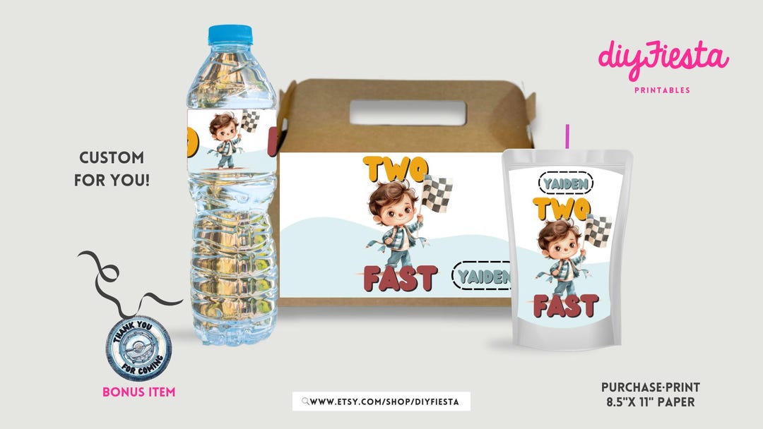 Pit Stop Party Pack – Two Fast Birthday Party Bundle - Custom Printable ...