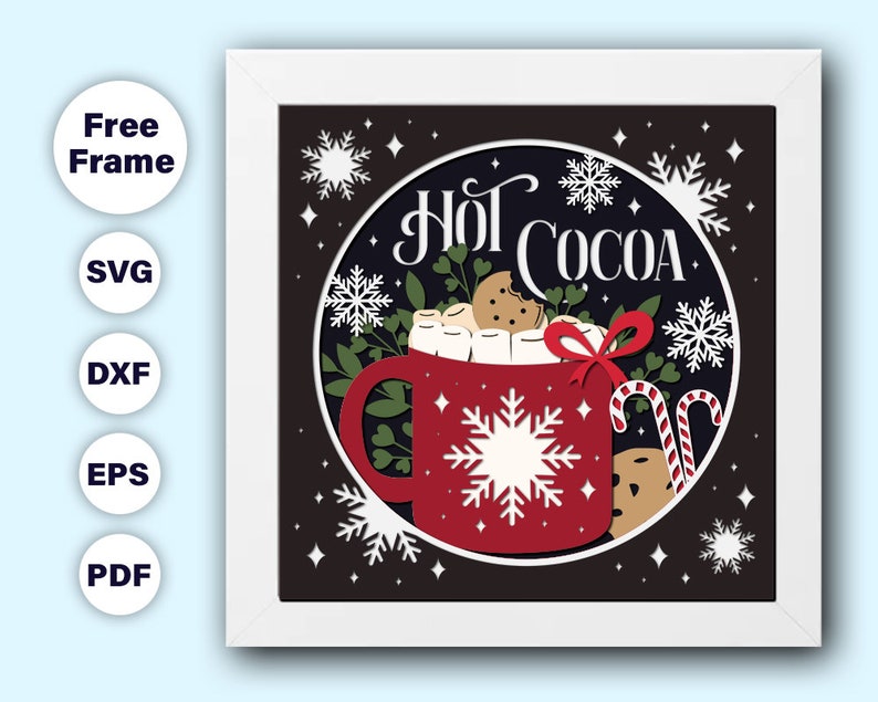 3D Hot Cocoa Shadow Box SVG: Winter Paper Cut File (digital Download ...