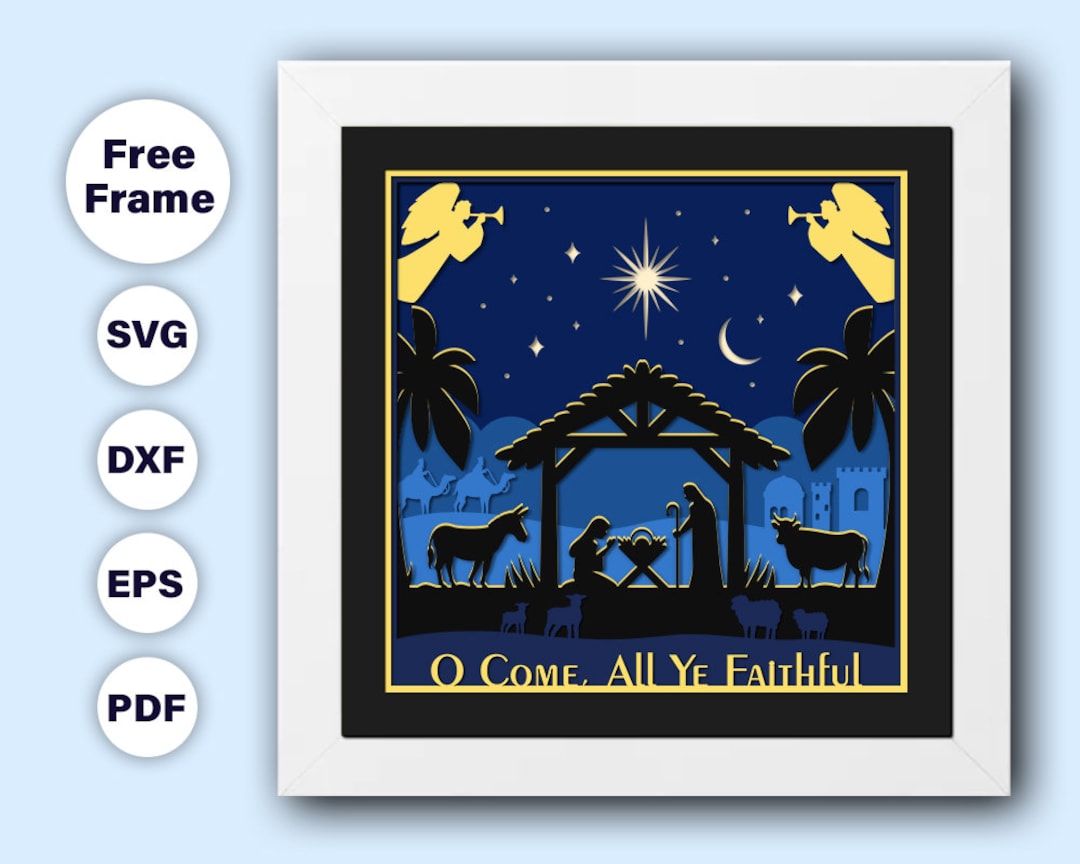 Nativity Scene Shadow Box SVG for Cricut, Cardstock Svg File, Nativity ...