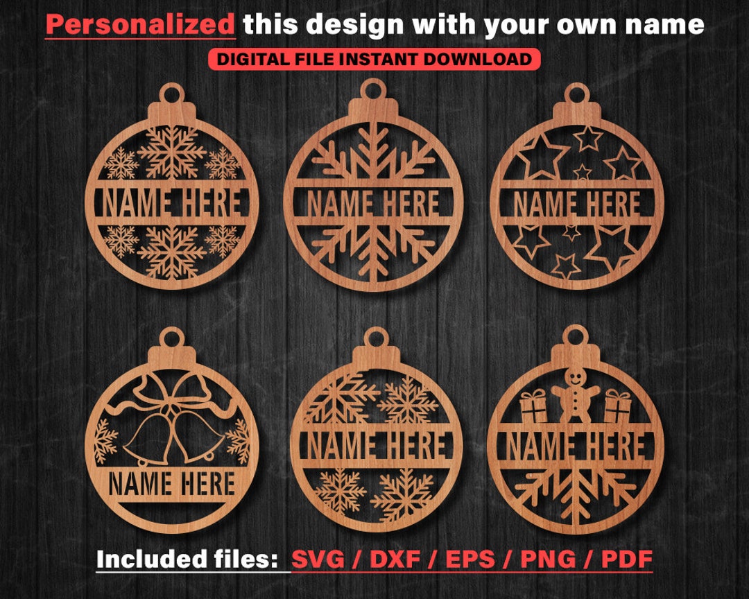 Personalized Split Snowflakes Christmas Ornament Laser Cut Files ...