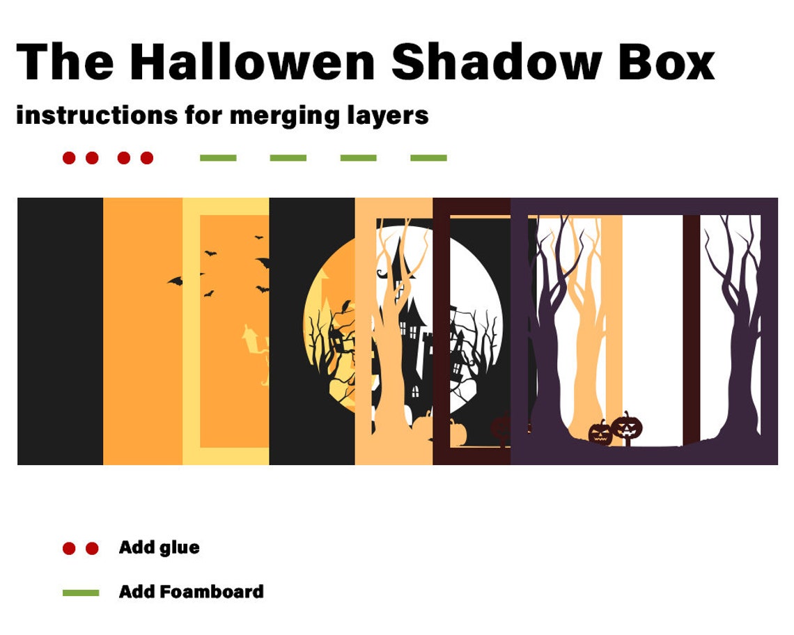 Spooky House Halloween 3d Shadow Box Template, Layered Paper Cut ...