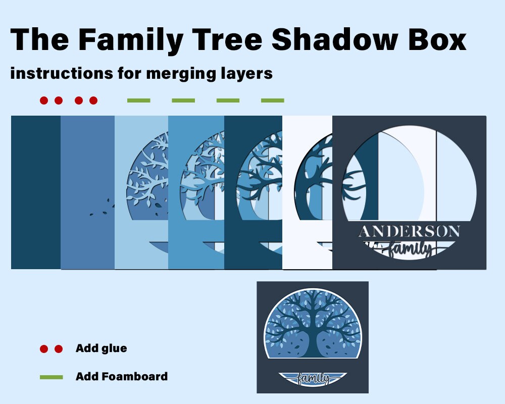 Personalized 3D Family Tree Shadow Box Svg for Cardstock, Digital Files ...