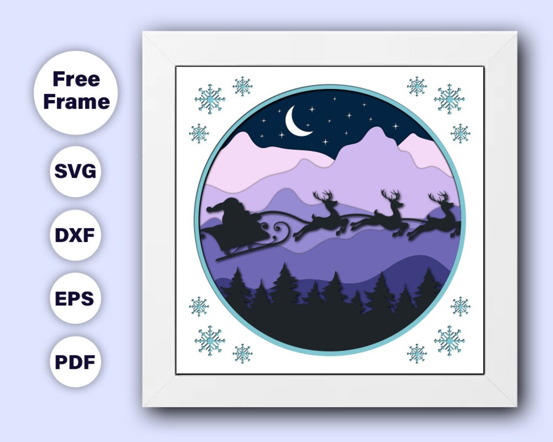 Santa Shadow Box Svg, 3D Shadow Box, Christmas Shadow Box, Shadow Box ...