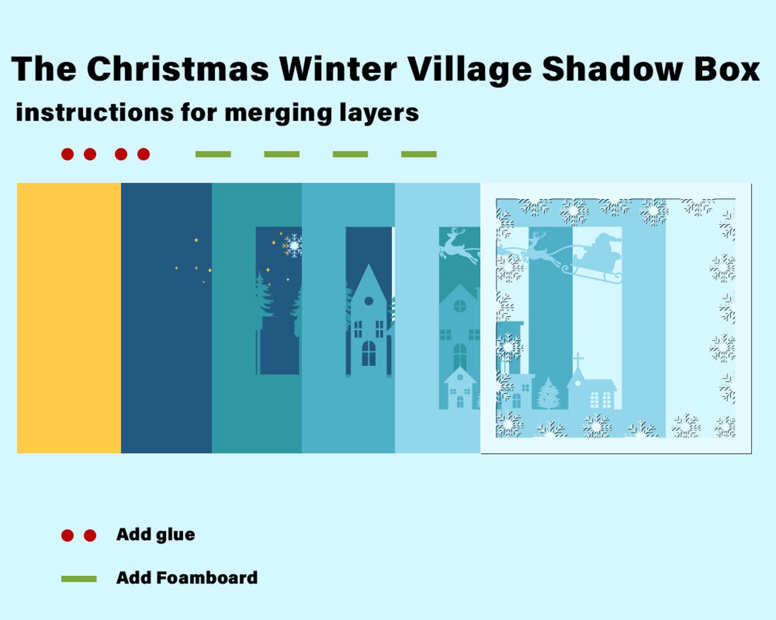 3D Christmas Village Shadow Box SVG: Cricut, Silhouette Files (digital ...