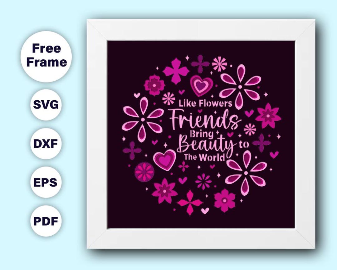 3D Friendship Shadow Box SVG: Multilayer Papercut Gift (digital ...