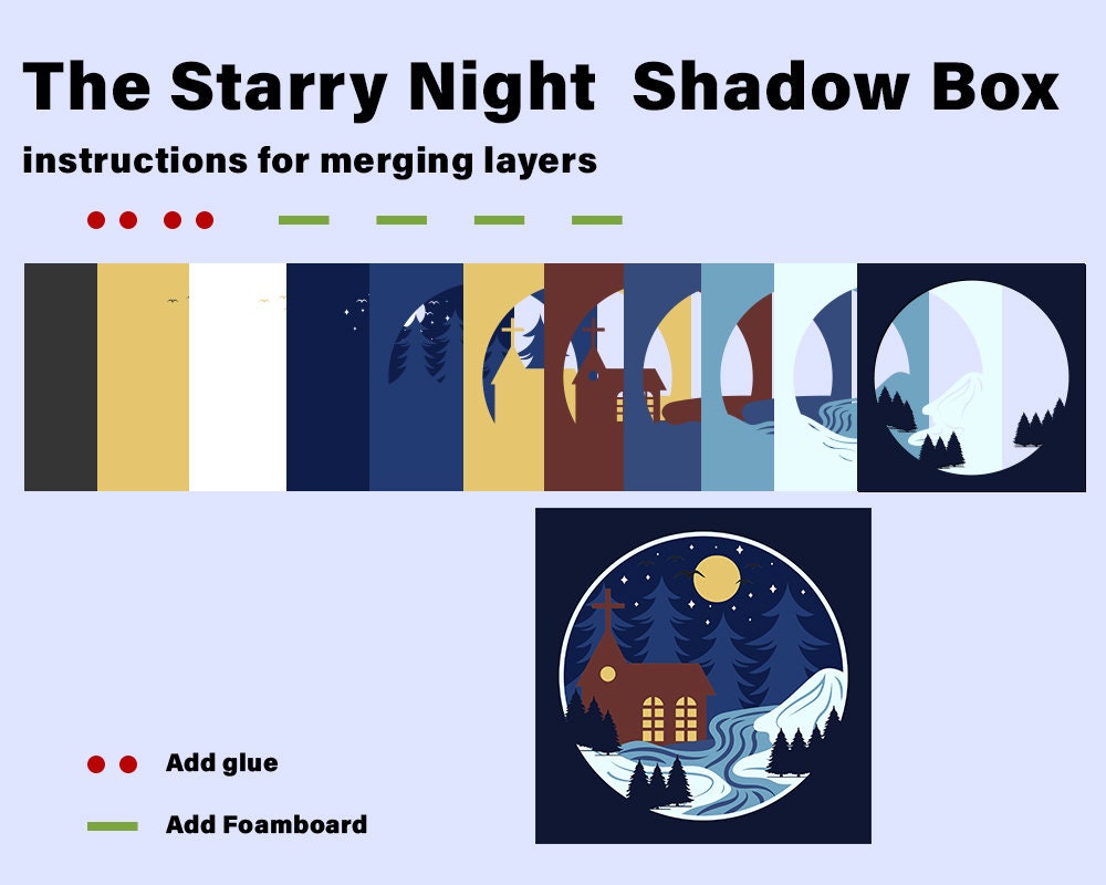 3d Starry Night Svg Starry Night Shadow Box Svg Cricut - Etsy